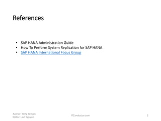 Managing and Monitoring HANA 2 active:active with System Replication | PPT