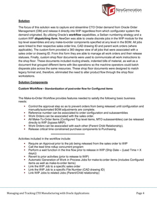 Managing And Tracking Eto Manufacturing With Oracle Apps | PDF