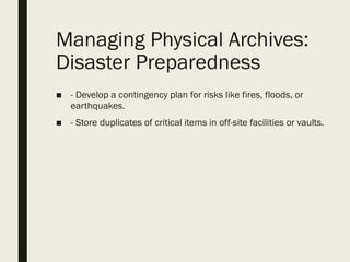 Managing Physical and Digital Archives Presentation | PPTX