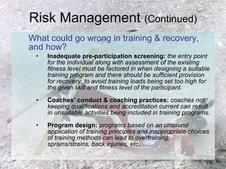 Managing A Training Load & Sports Injury Risk Management | PPT