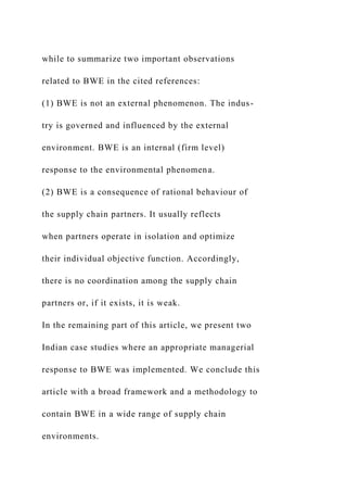 MANAGING BULLWHIP EFFECT TWO CASE STUDIESN. Ravichandran.docx