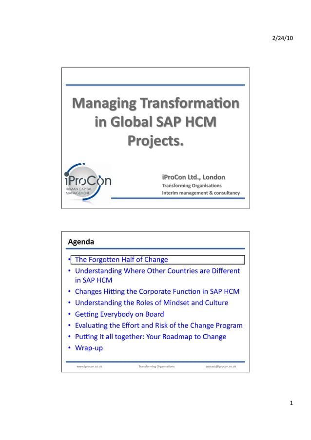 Managing Change in International SAP HCM Projects | PDF