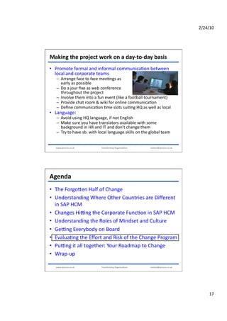 Managing Change in International SAP HCM Projects | PDF