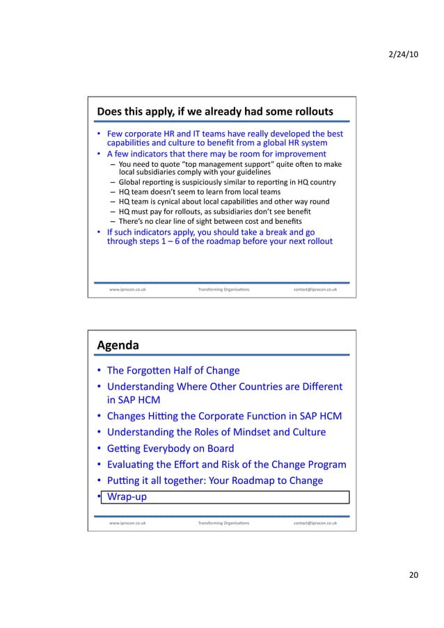 Managing Change in International SAP HCM Projects | PDF