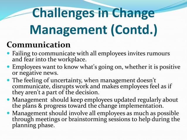 Managing change, change process, change types and challenges in change ...