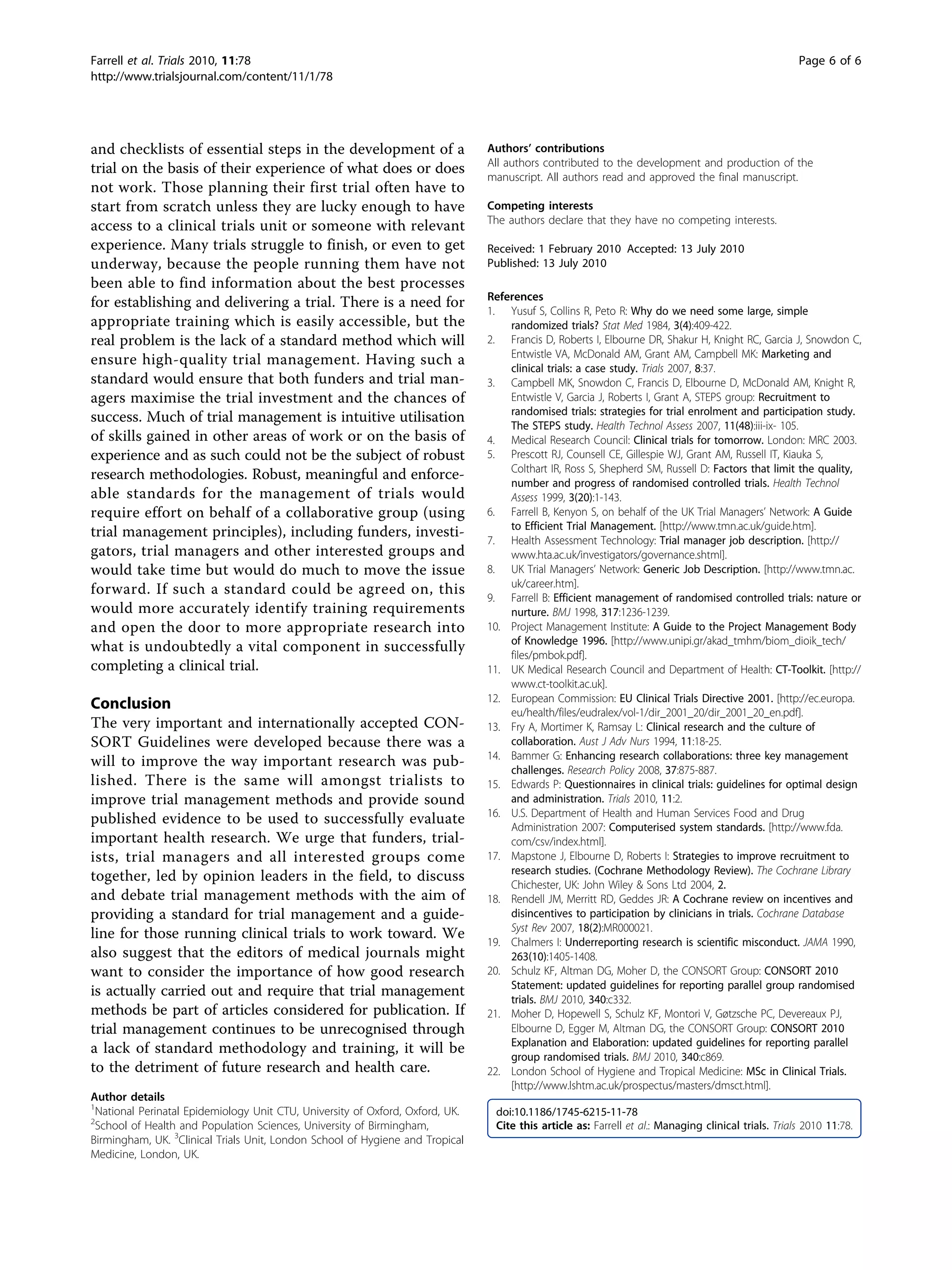 Managing clinical trials | PDF