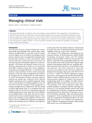 Managing clinical trials | PDF | Healthcare Industry | Industries