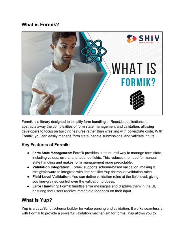 React.js Form Management with Formik and Yup in UAE Projects | PDF