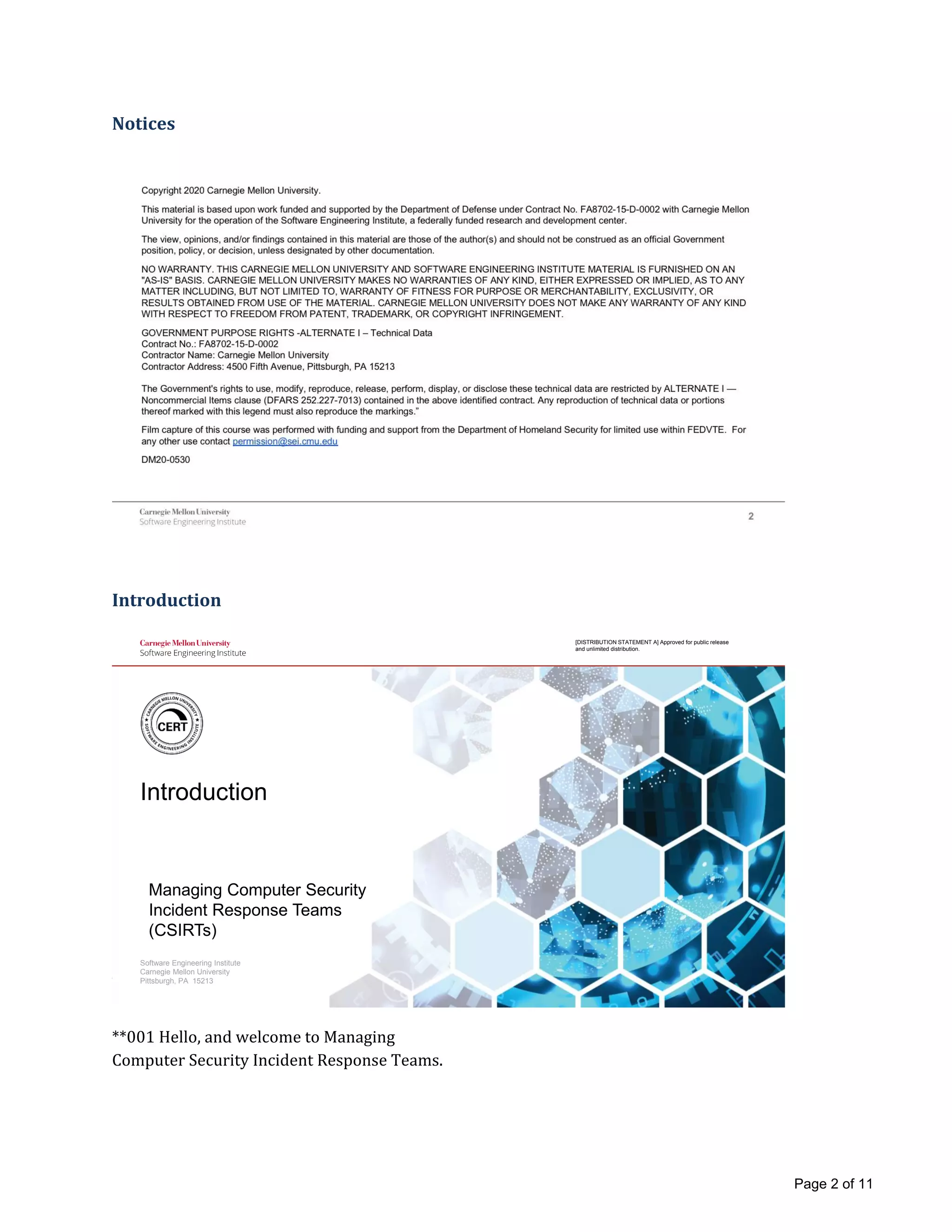 Managing Computer Security Incident Response Teams - Introduction | PDF