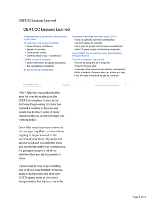 Managing Computer Security Incident Response Teams - Introduction | PDF