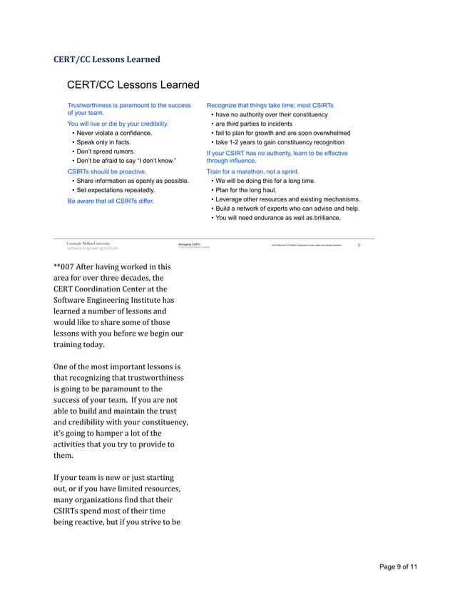 Managing Computer Security Incident Response Teams - Introduction | PDF