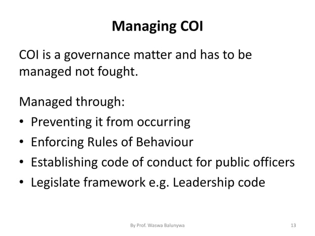 Managing conflict of interest | PPT