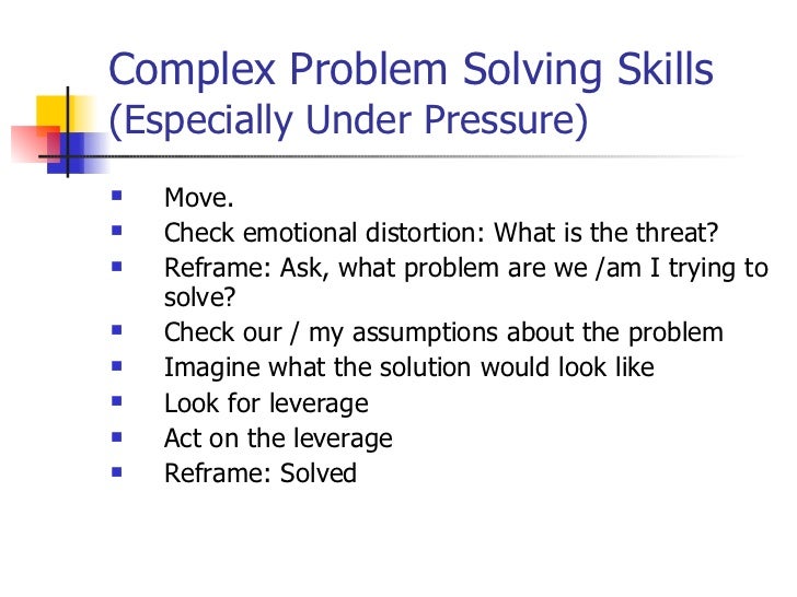 Managing Conflict Solving Complex Problems