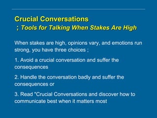 Managing crucial conversations | PPT