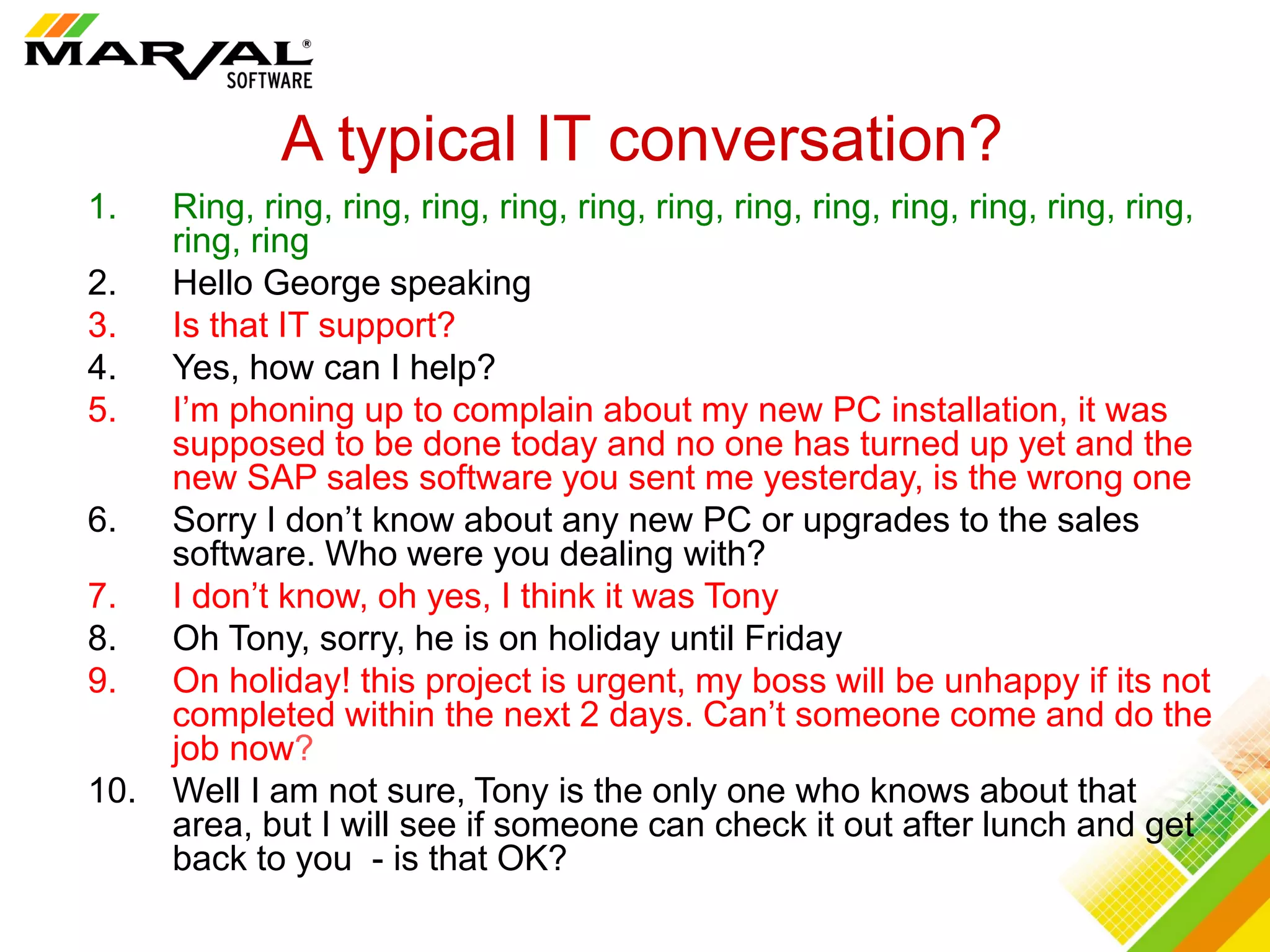 Managing customer expectations- the ring ring conversation | PPT
