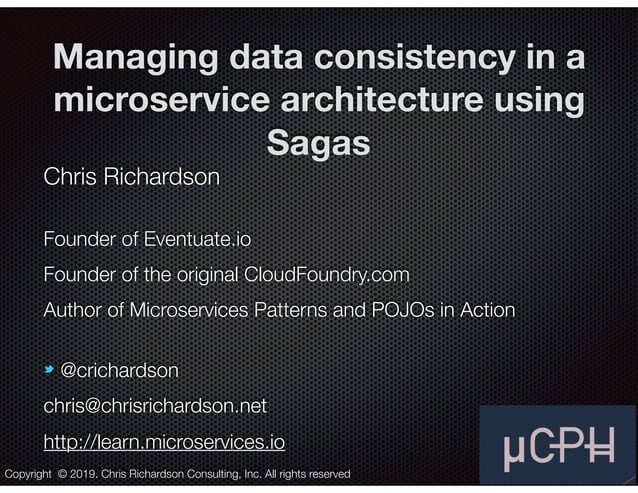 Microcph Managing Data Consistency In A Microservice Architecture Using Sagas Ppt