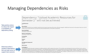 Managing Project Dependencies on the University of Edinburgh Projects ...