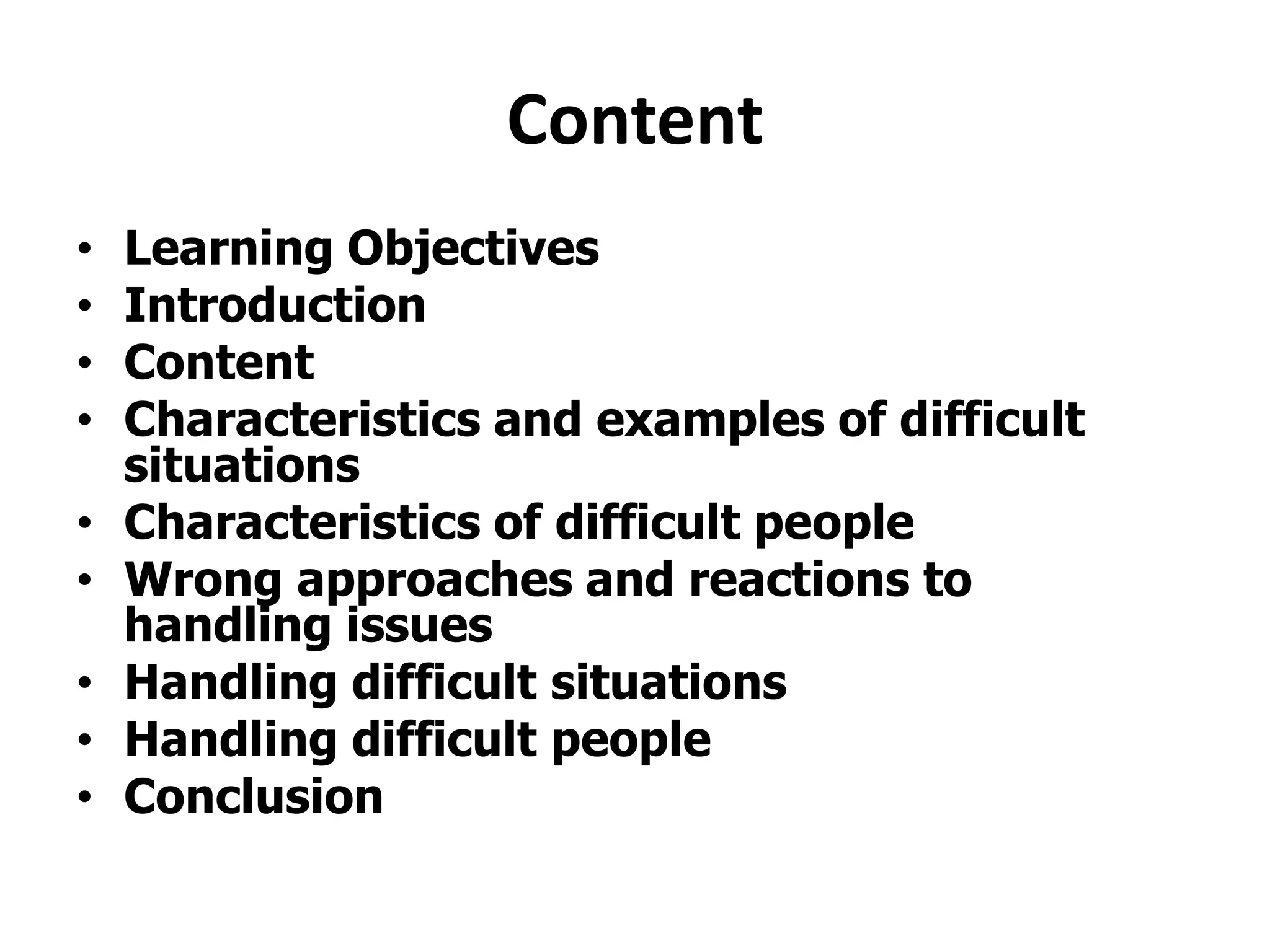 Managing Difficult Situations and People | PPTX