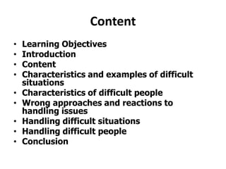 Managing Difficult Situations and People | PPTX