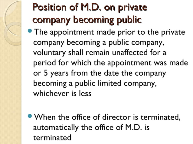 MANAGING DIRECTOR | PPT | Executive Leadership & Management | Business