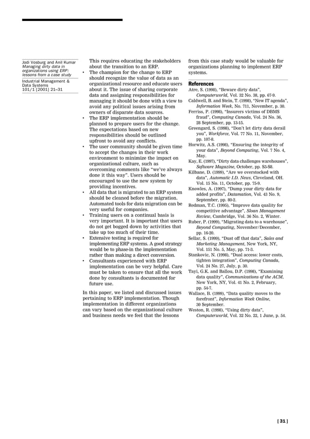 Managing Dirty Data In Organization Using Erp | PDF | Databases | Computer Software and Applications