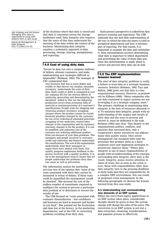 Managing Dirty Data In Organization Using Erp | PDF | Databases | Computer Software and Applications