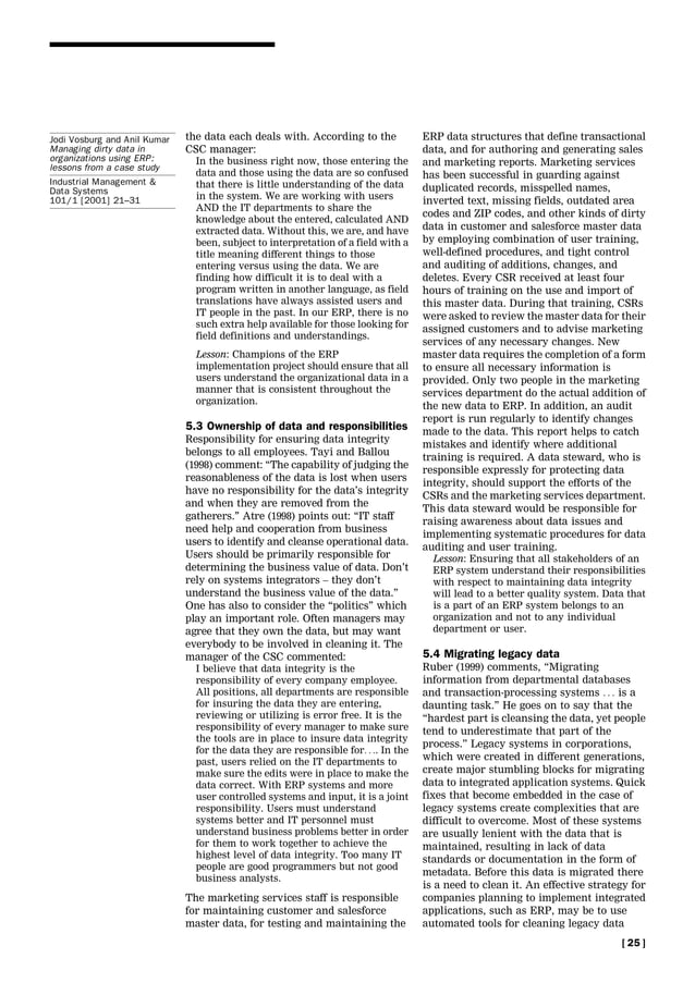 Managing Dirty Data In Organization Using Erp | PDF | Databases | Computer Software and Applications