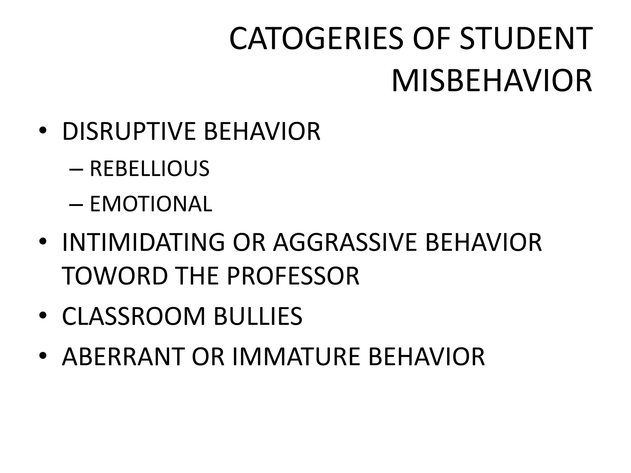 Managing distruptive classroom behavior | PPTX