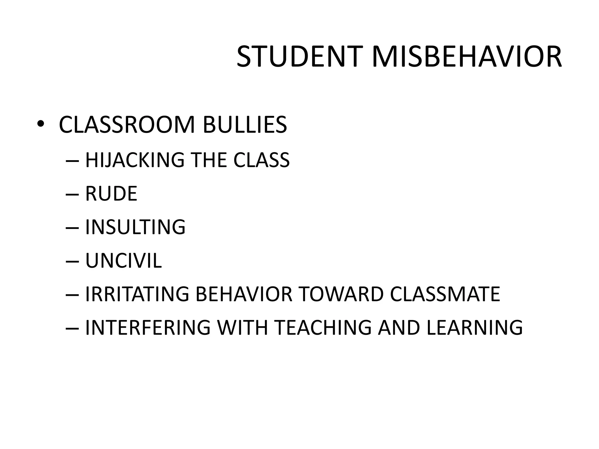 Managing distruptive classroom behavior | PPTX