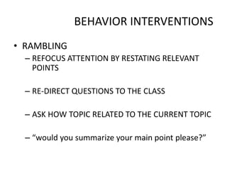 Managing distruptive classroom behavior | PPTX