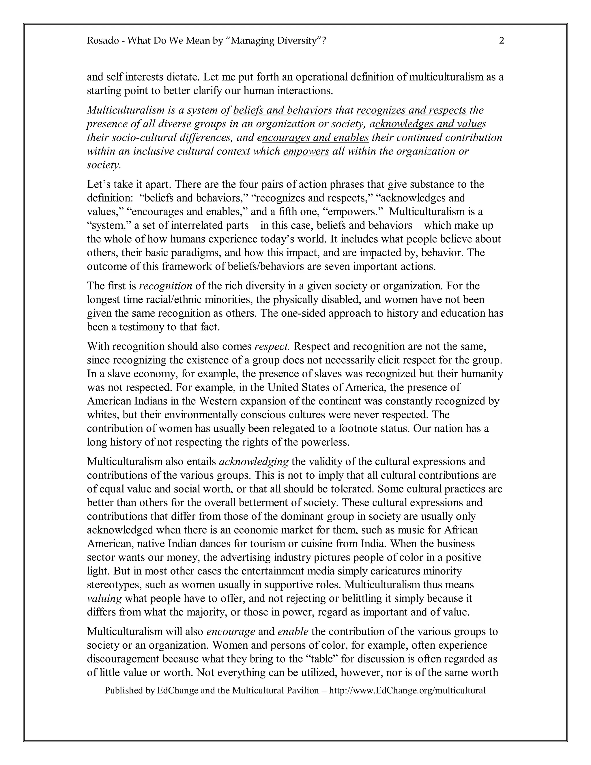 Managing diversity | PDF