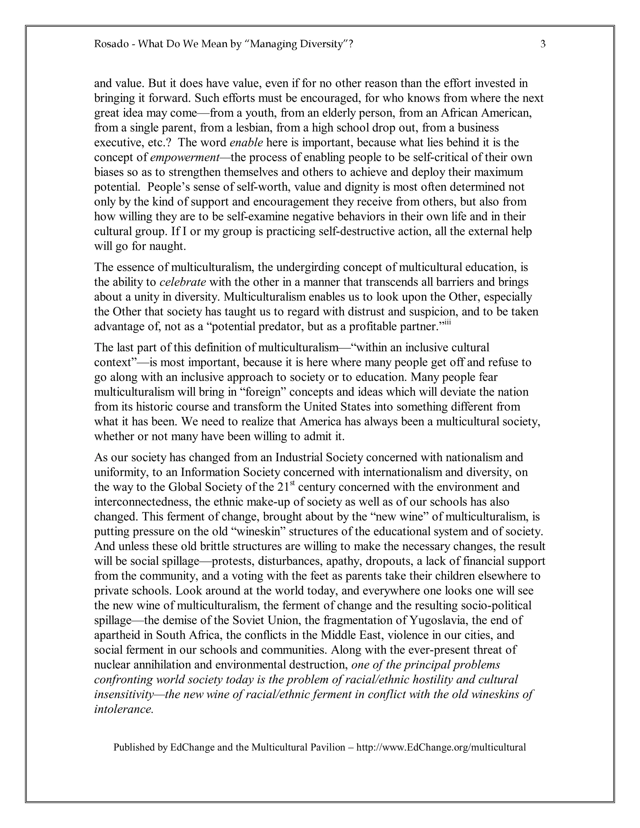 Managing diversity | PDF