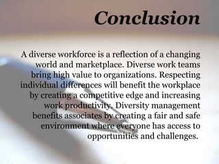 Managing diversity in the workplace | PPTX