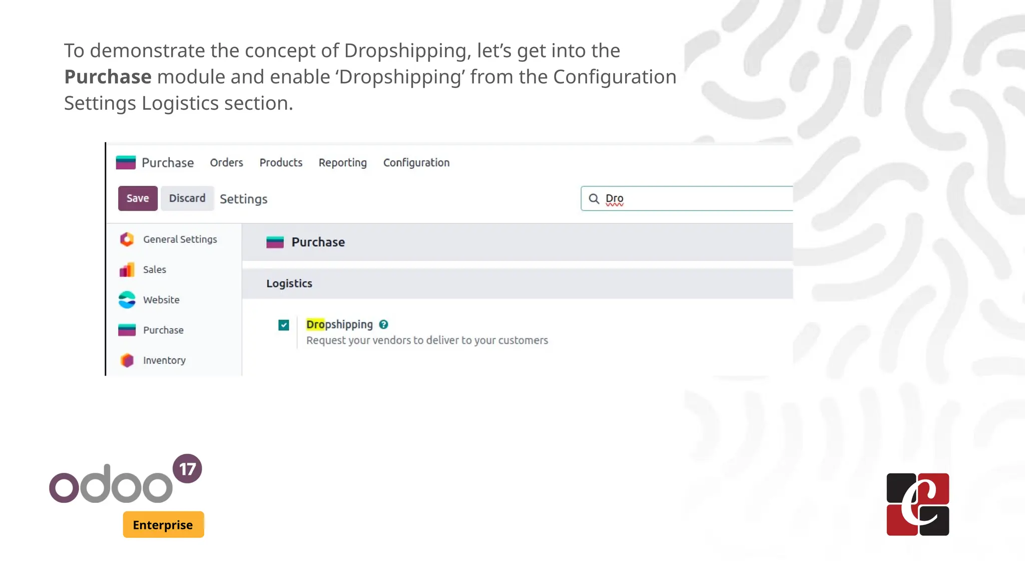 Managing Dropshipping in Odoo 17 Purchase Module | PPTX