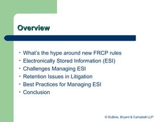 Managing Electronically Stored Information | PPT