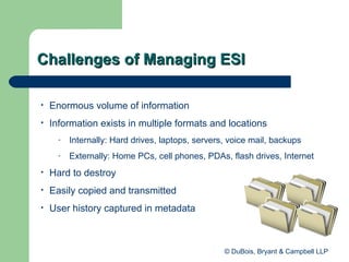 Managing Electronically Stored Information | PPT