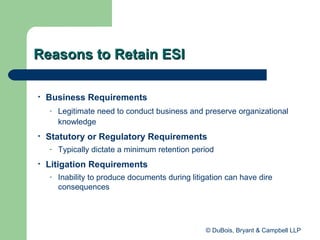 Managing Electronically Stored Information | PPT