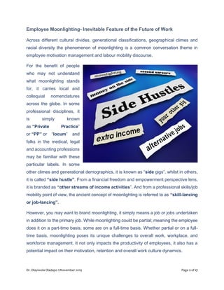 Managing Employee Moonlighting in the Future of Work and Era of the gig Economy | PDF