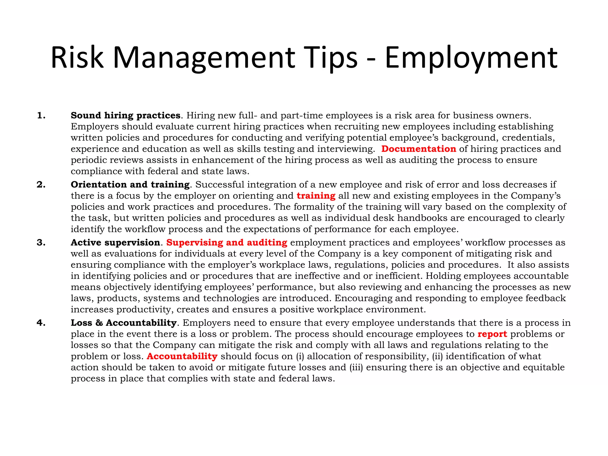 Managing employee risk | PPTX | Human Resources | Business