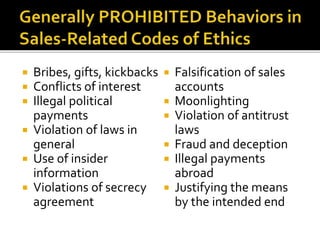 Managing ethics in a sales environment | PPTX