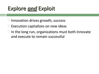 Managing for Innovation | PPT | Business Administration | Business