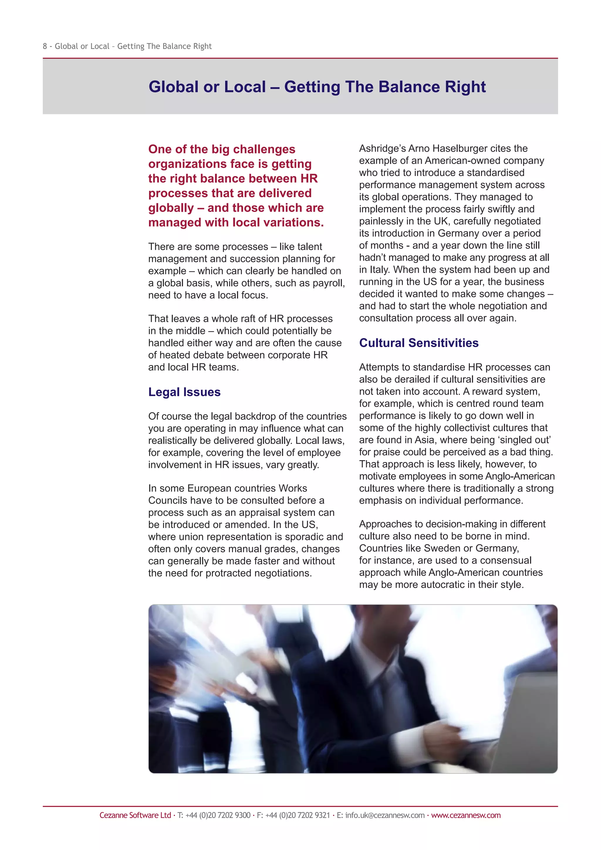 Managing Global HR - Benefits, issues and latest thinking | PDF