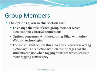 Managing groups tutorial (diigo) | PPT | Technology & Computing