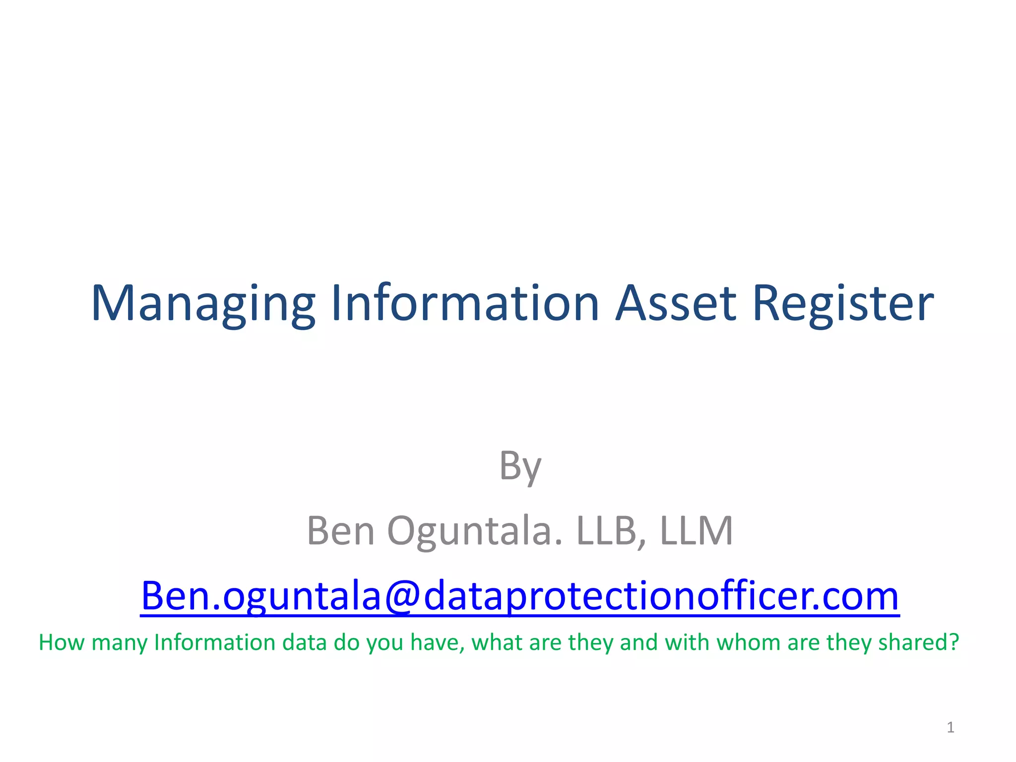 Managing Information Asset Register | PDF