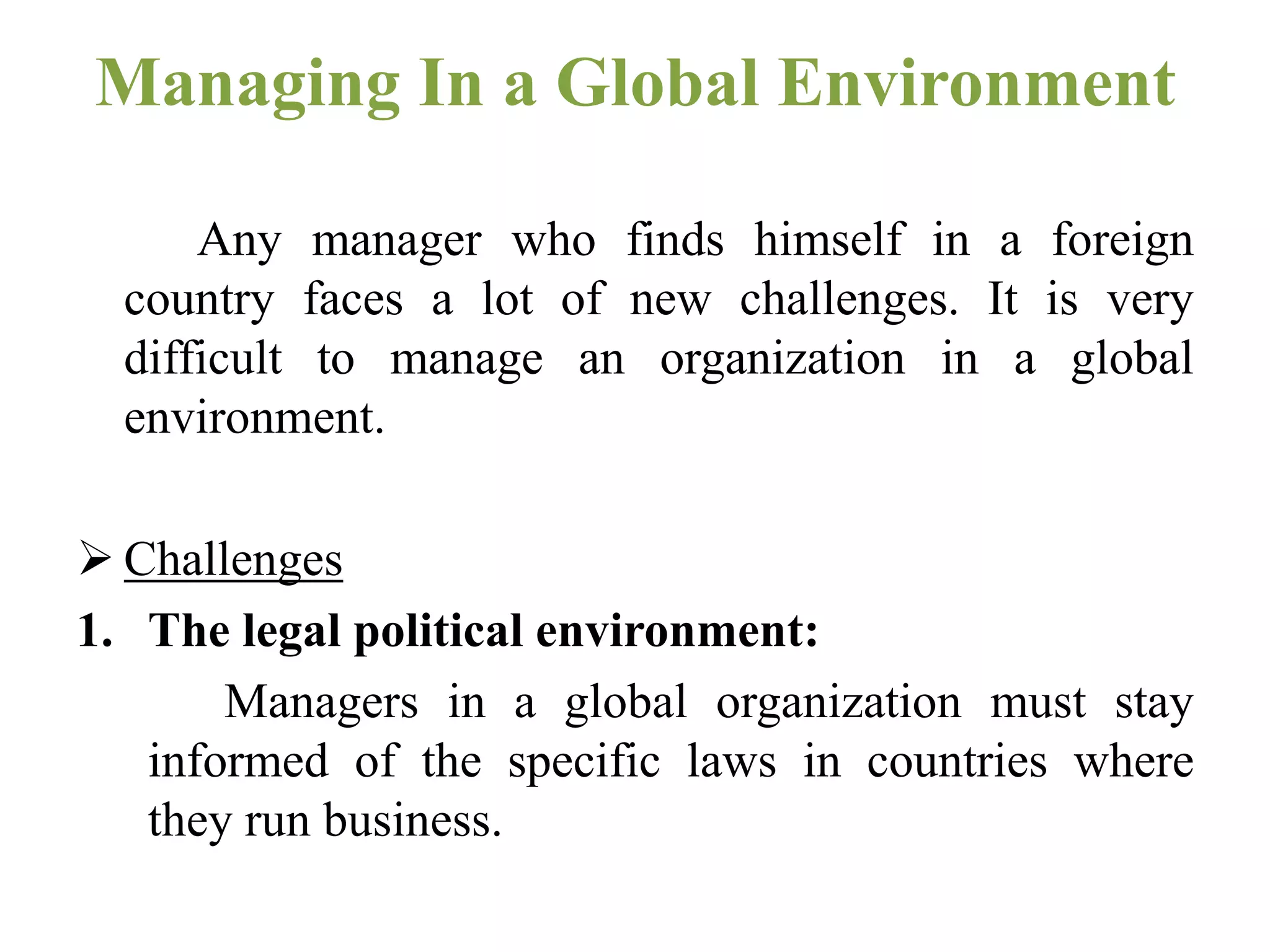Managing in global environment | PPTX
