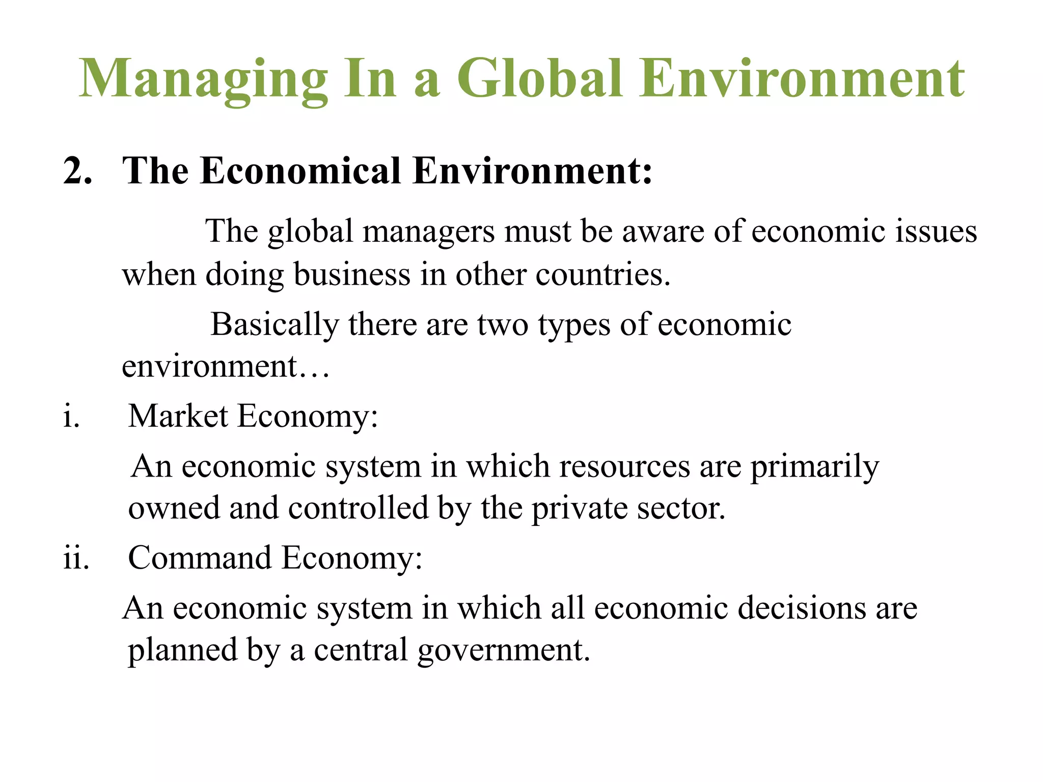 Managing in global environment | PPTX