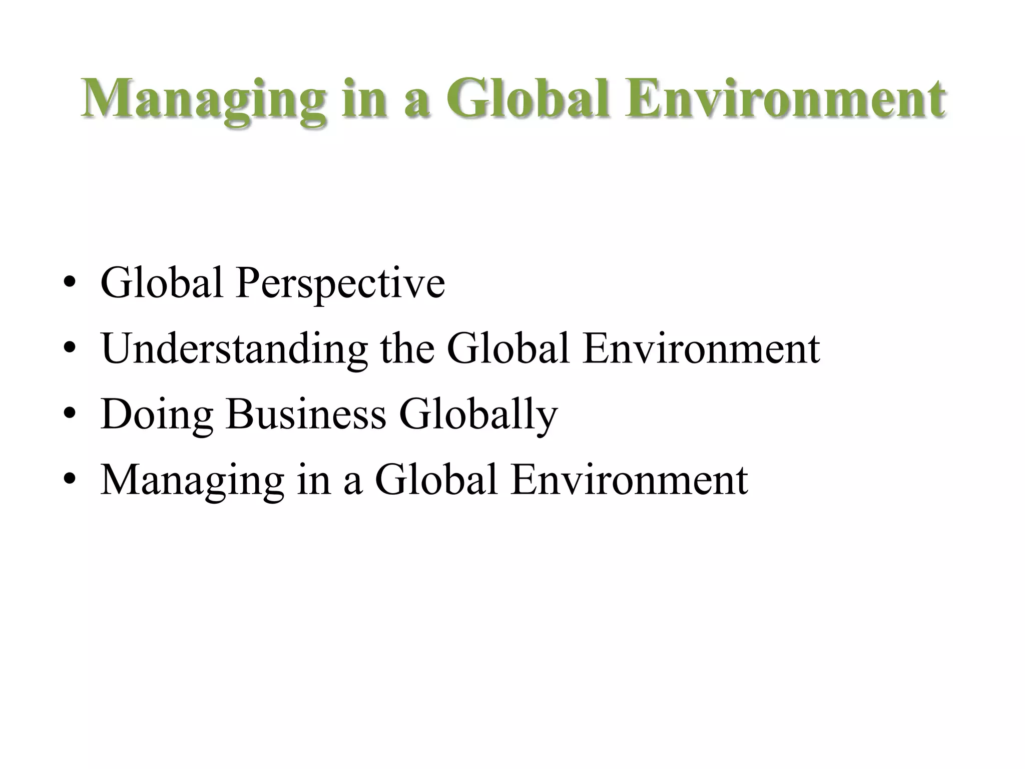 Managing in global environment | PPTX