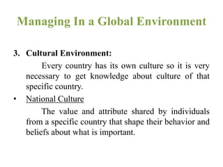 Managing in global environment | PPTX