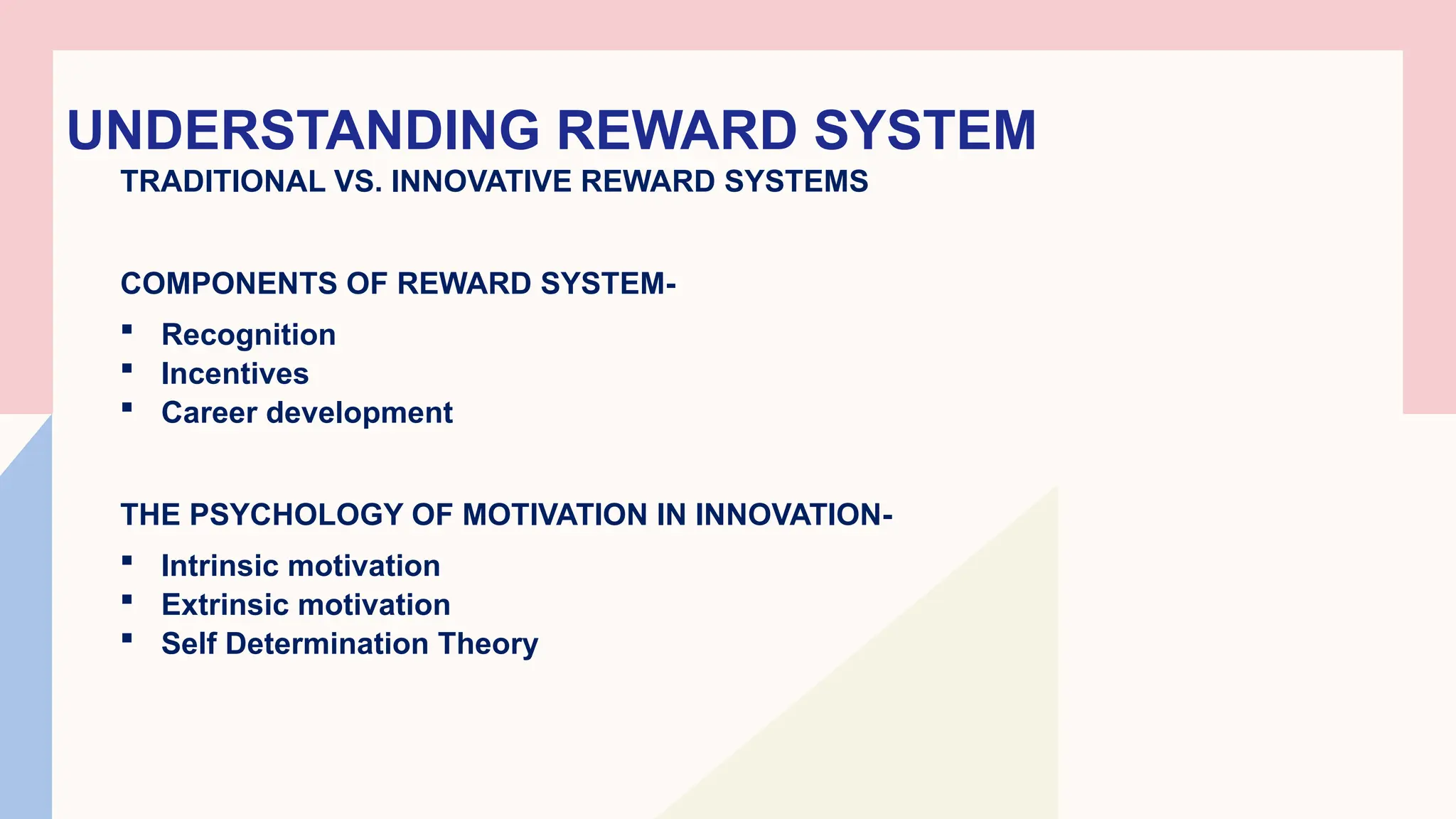 Managing Innovation presentation to understand reward system | PPT