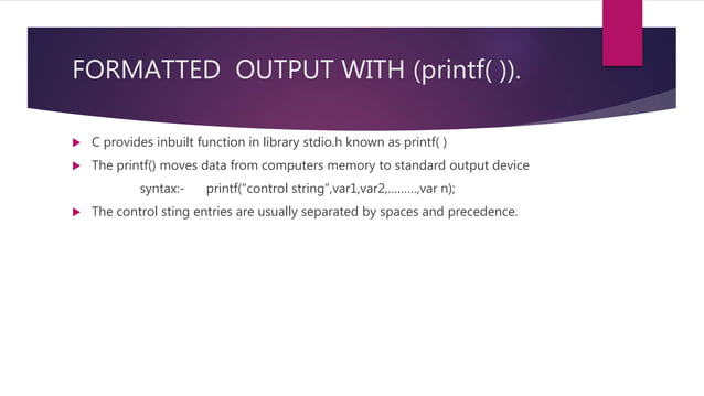 Managing Input And Output Operations In C Ppt 8022